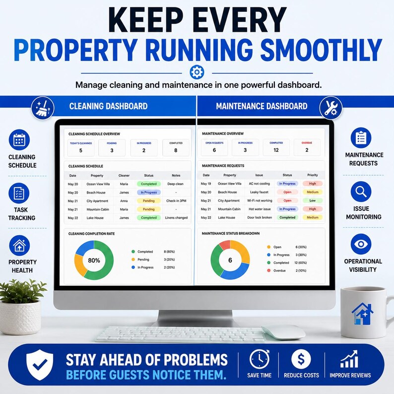 Vacation Rental Business Dashboard, Airbnb VRBO Management Spreadsheet ...