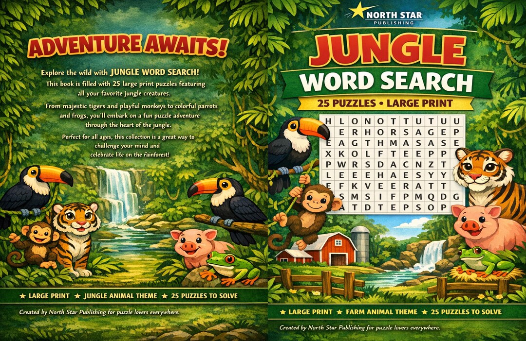 25 Jungle Word Search Puzzles — Large Print Wild & Fun Rainforest ...