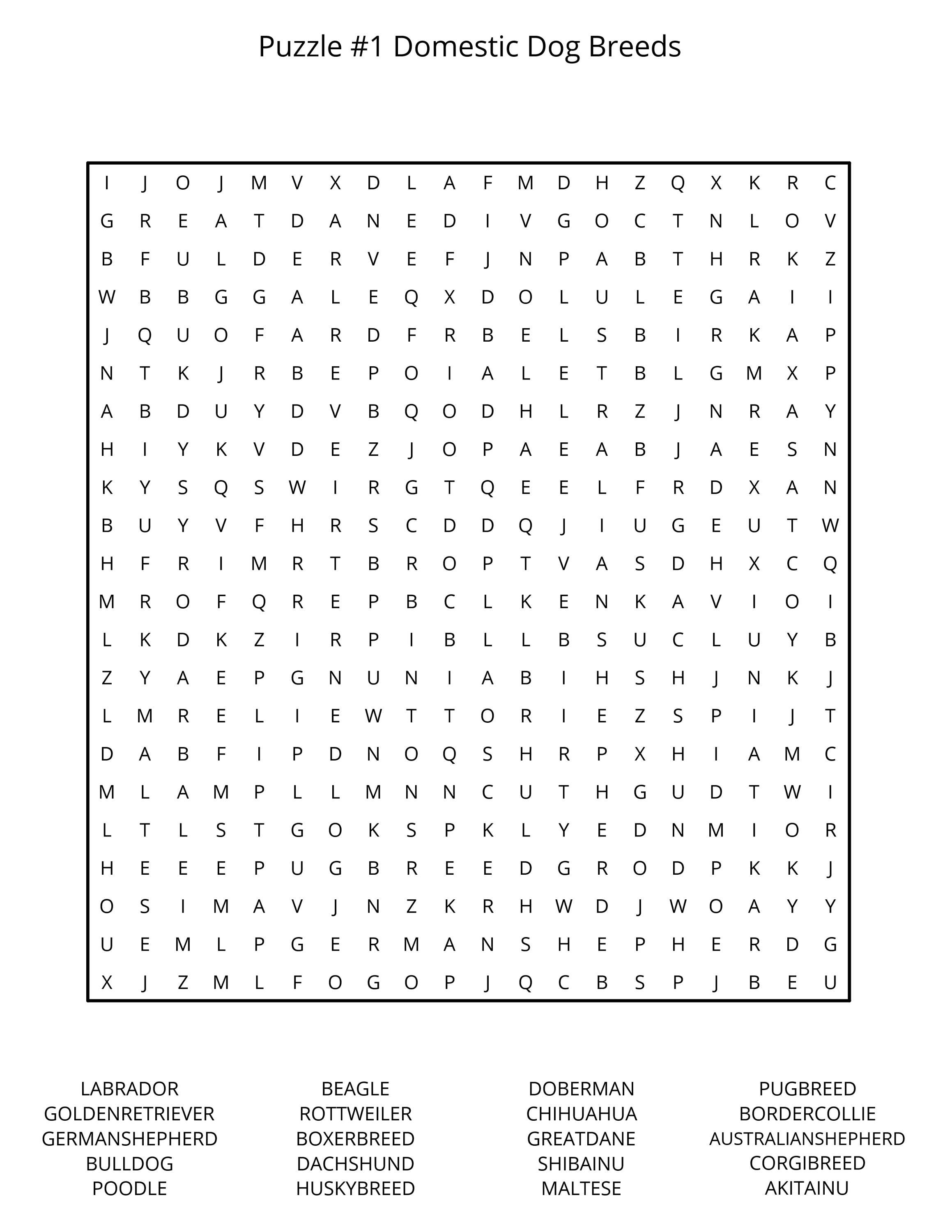 25 Dog Word Search Puzzles — Large Print Fun & Easy Canine Activity ...