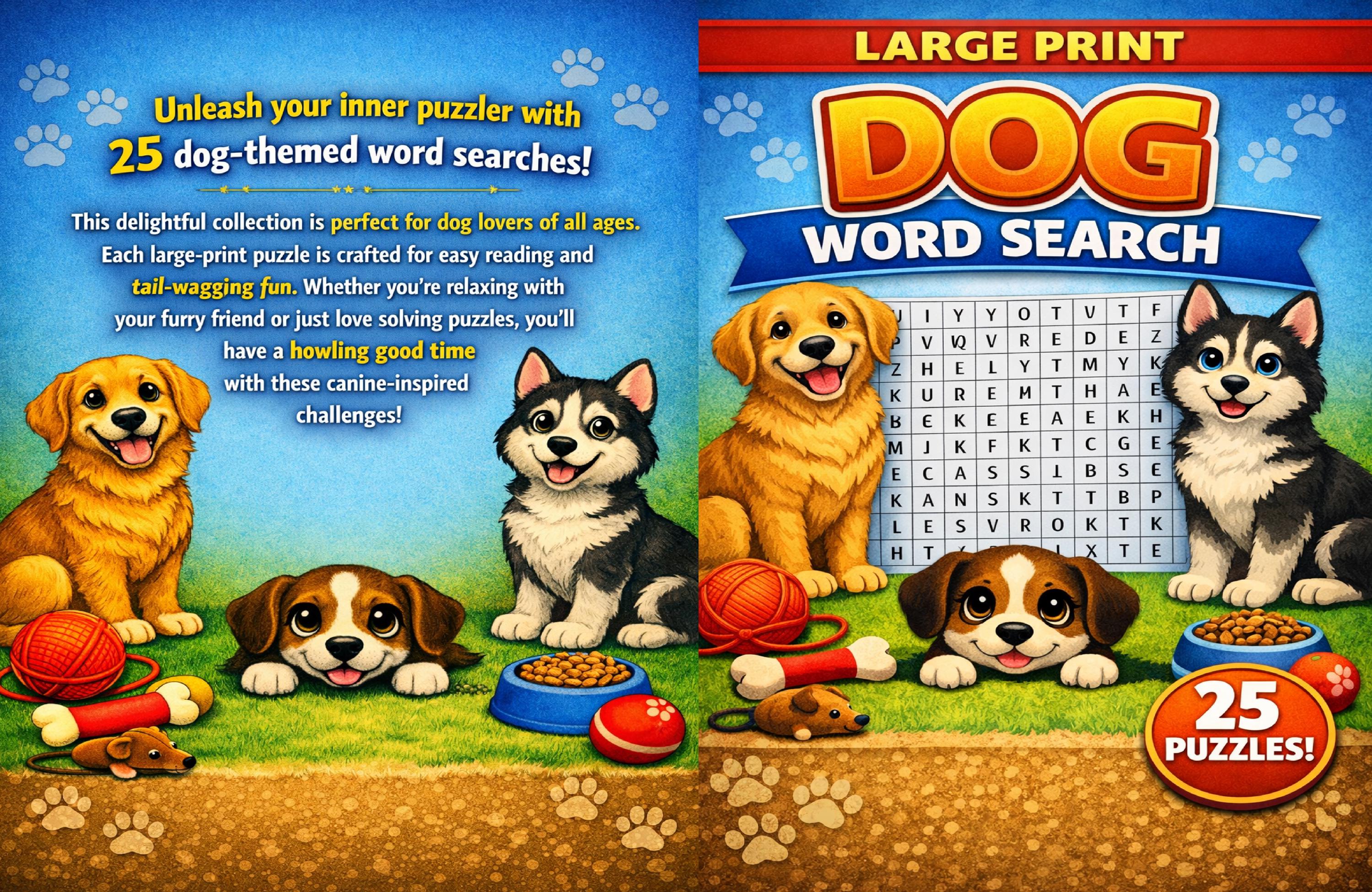 25 Dog Word Search Puzzles — Large Print Fun & Easy Canine Activity ...
