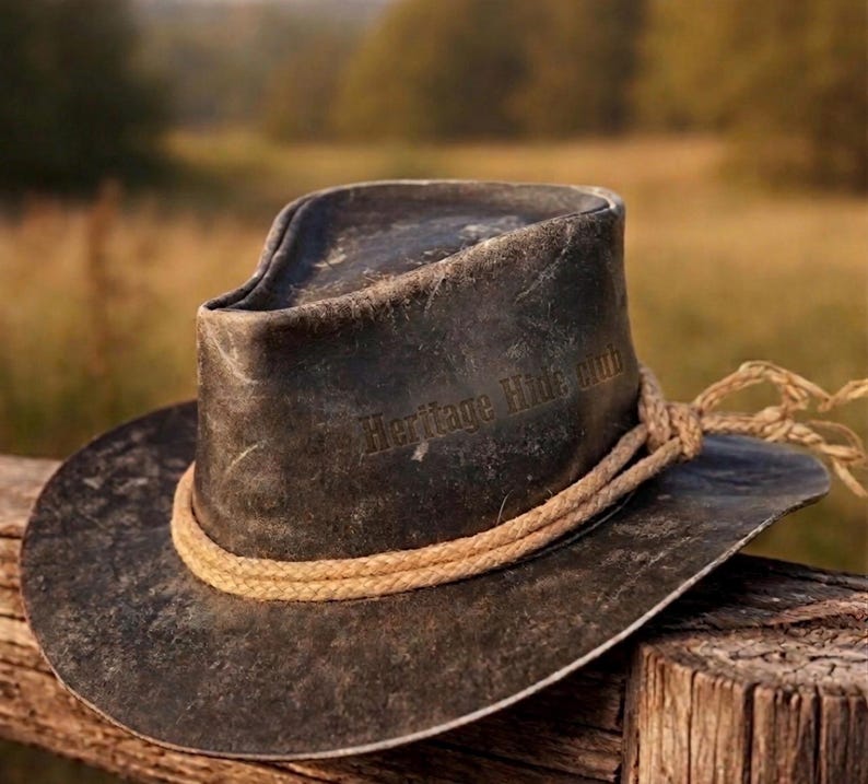 Distressed Leather Arthur Morgan Hat - Handcrafted Western Outlaw ...