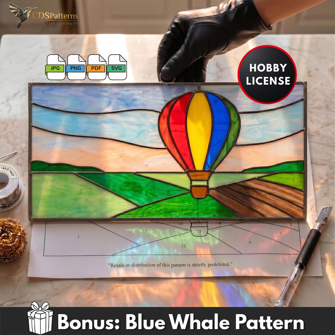 Stained Glass Pattern for Beginners DIY Hot Air Balloon Stained Glass ...