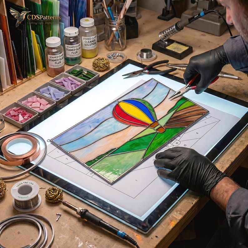 Stained Glass Pattern for Beginners DIY Hot Air Balloon Stained Glass ...