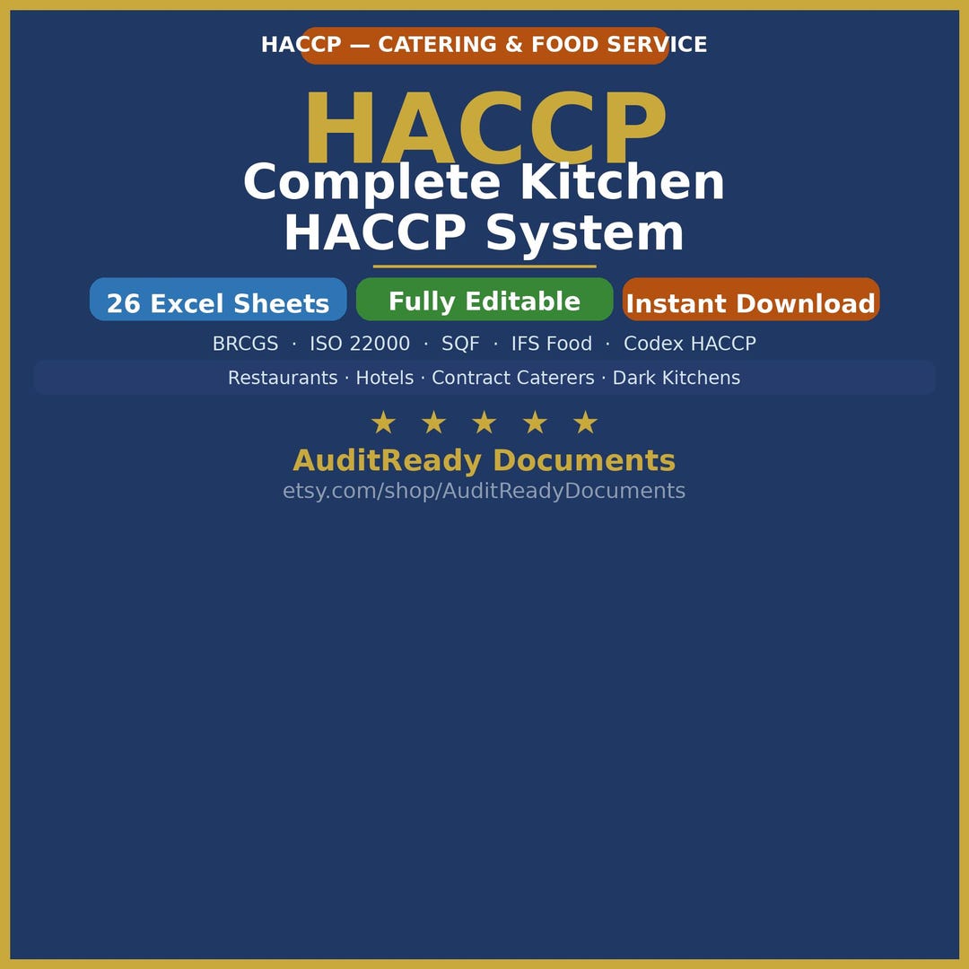 Catering HACCP Plan | Restaurant Food Safety Excel Sheets - Etsy