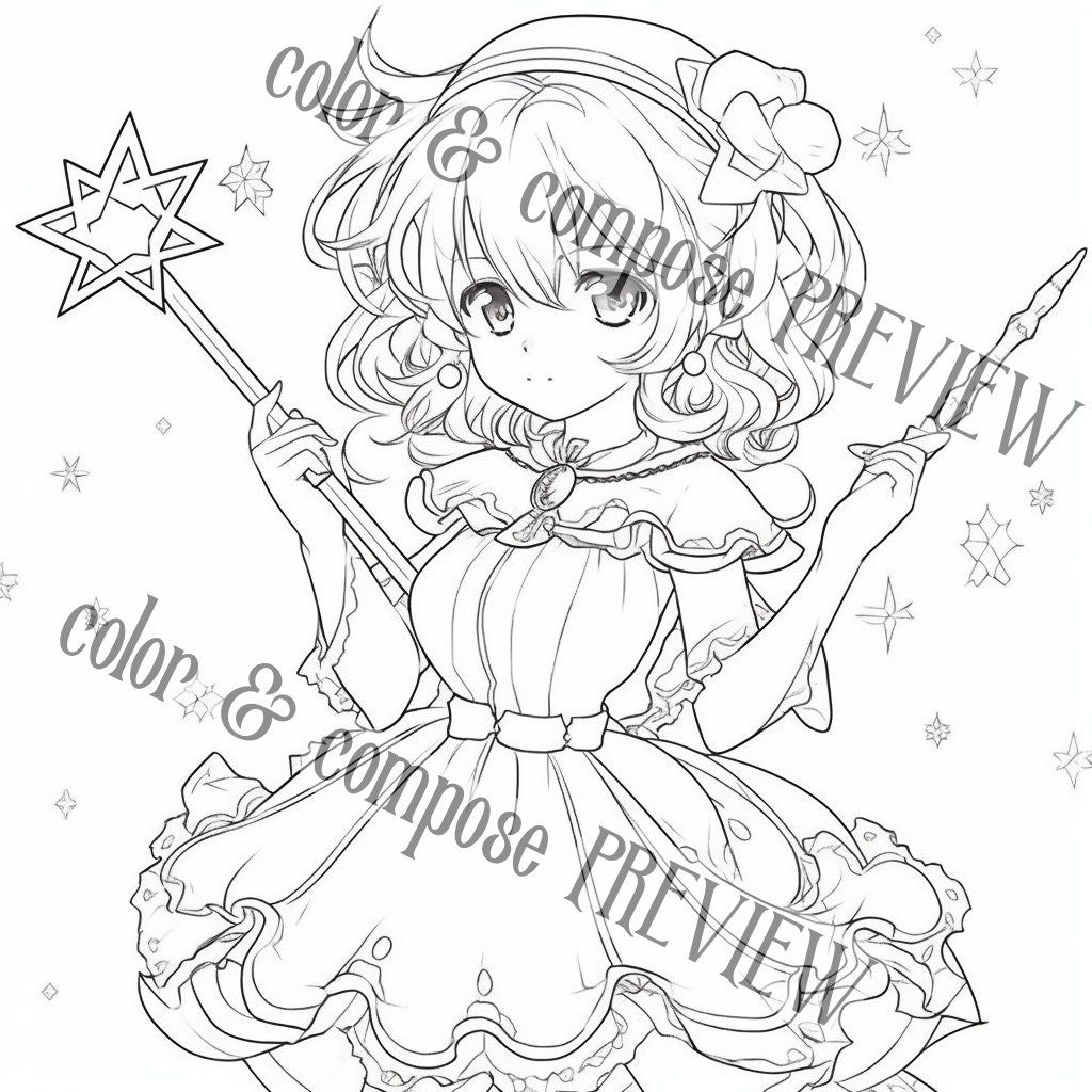 Magical Girl Coloring Book - Etsy