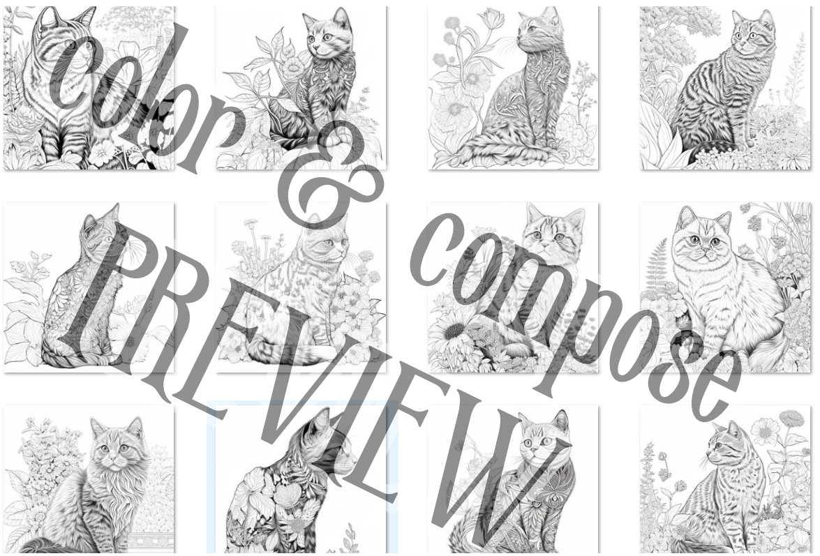 220 Beautiful and Unique Cat Coloring Pages for Adults -- Cat Lovers ...