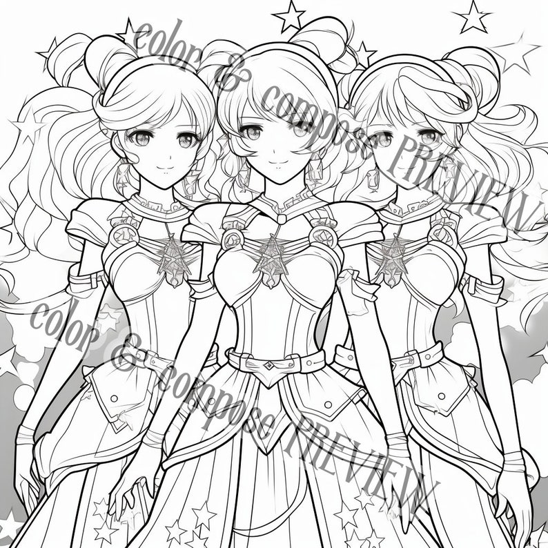 Magical Girl Coloring Book - Etsy