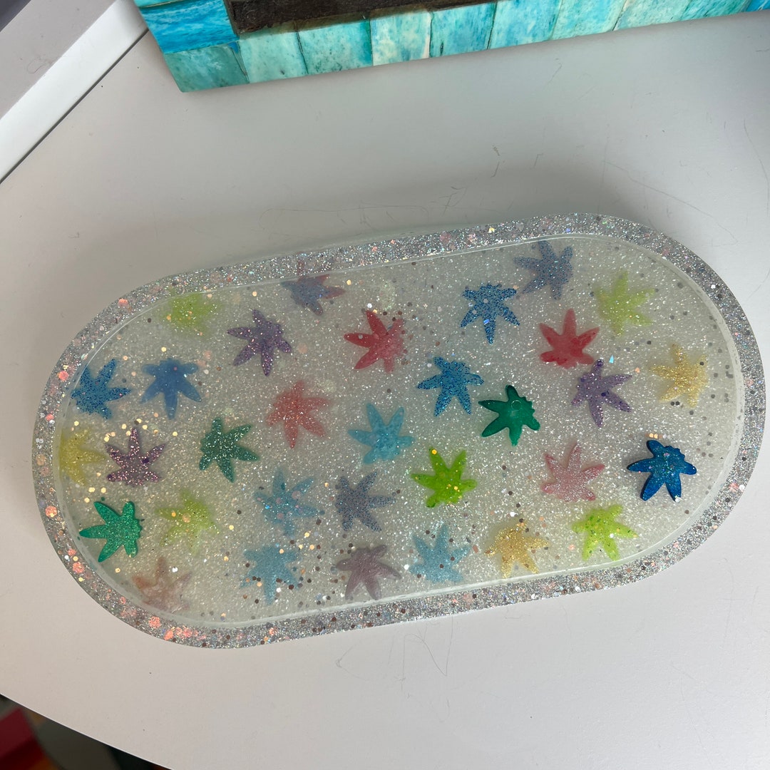 Resin Tray With Colorful Leaves - Etsy
