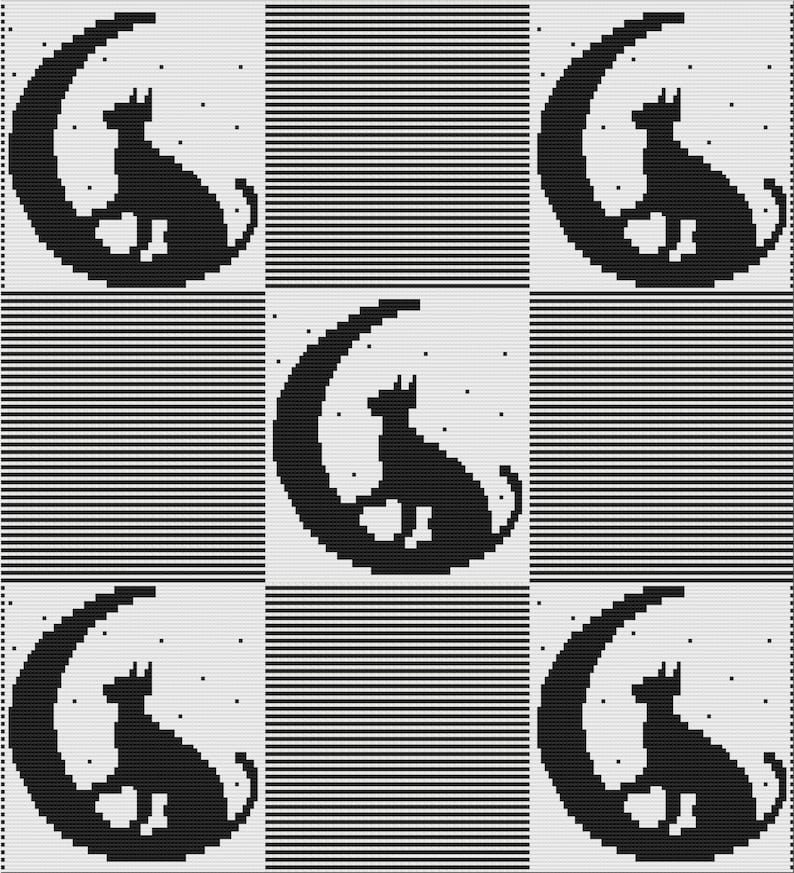 Cat Mosaic Afghan, Overlay Mosaic Crochet Pattern, Graph and Written ...
