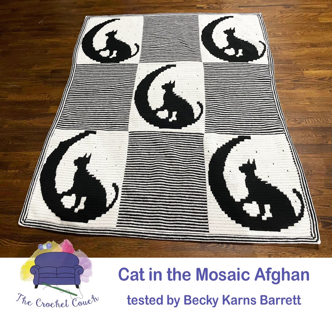 Cat Mosaic Afghan, Overlay Mosaic Crochet Pattern, Graph and Written ...