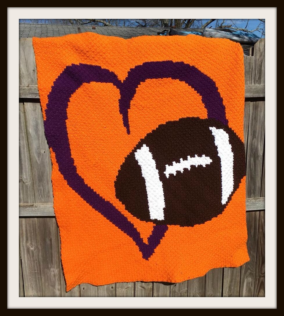 Love Football Afghan, C2C Graph, Crochet Pattern, Football Graph ... Love Football Afghan, C2C Graph, Crochet Pattern, Football Graph ...