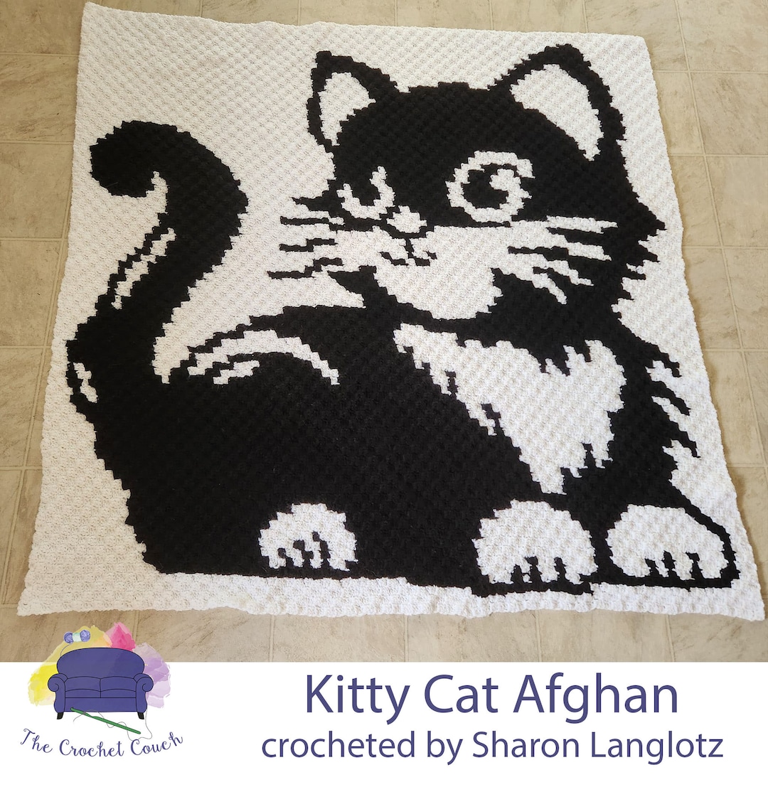 Kitty Cat Afghan C2C Crochet Pattern, Written Row Counts, C2C Graphs ...