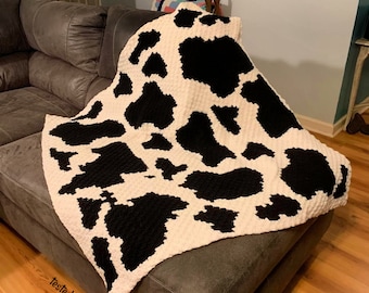 C2C Cow Print Blanket Crochet Pattern - Etsy