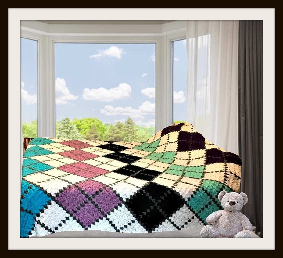 Argyle Afghan, C2C Crochet Pattern, Written Row Counts, C2C Graphs ...