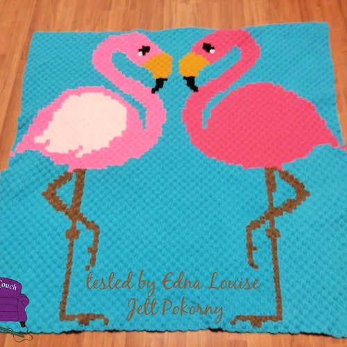 Flamingo Friends Afghan C2C Crochet Pattern Written Row by - Etsy