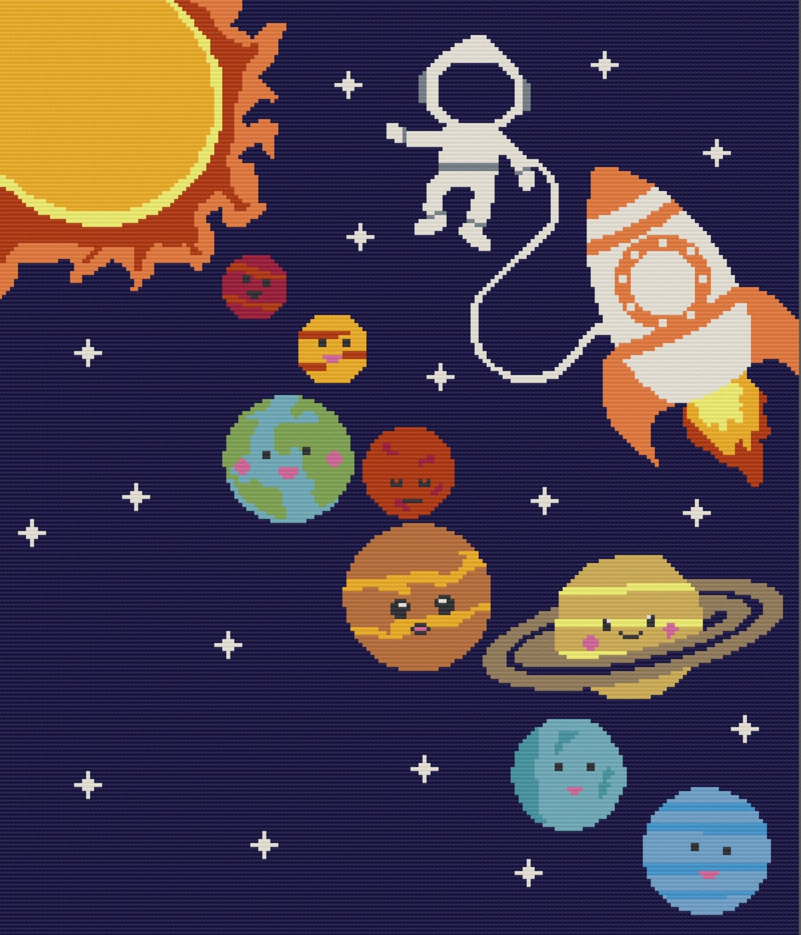 Solar System Afghan, SC or TSS Crochet Pattern, Graph and Written Row ...