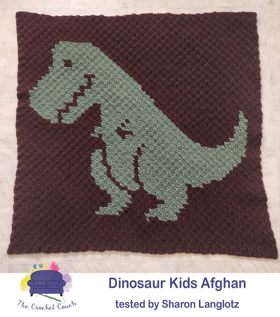 Dinosaur Kids Afghan C2C Crochet Pattern Written Row by Row - Etsy
