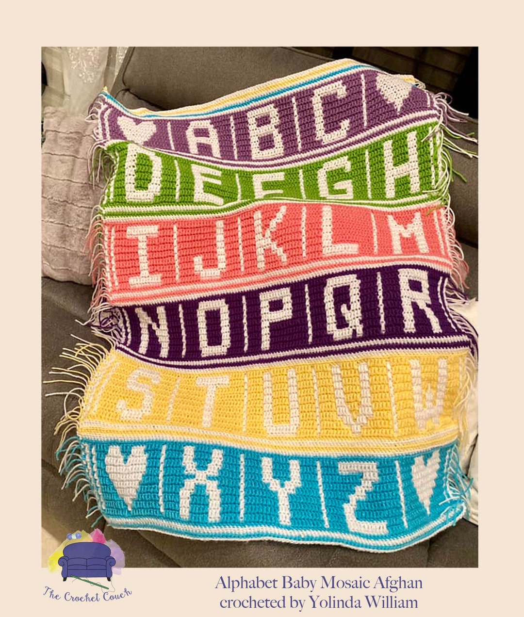 Alphabet Baby Afghan Afghan Mosaic Crochet Pattern, Written Row by Row ...