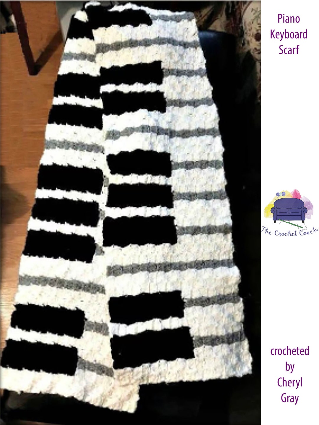 Piano Scarf C2C Crochet Pattern, Written Row Counts, C2C Graphs, Corner ...
