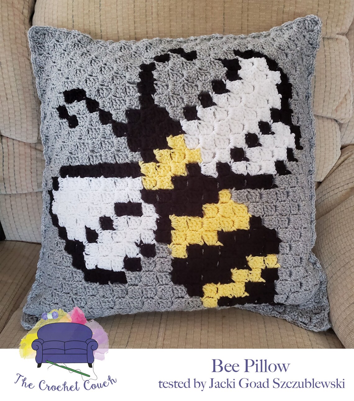Bee Pillow C2C Crochet Pattern Written Row by Row Color | Etsy