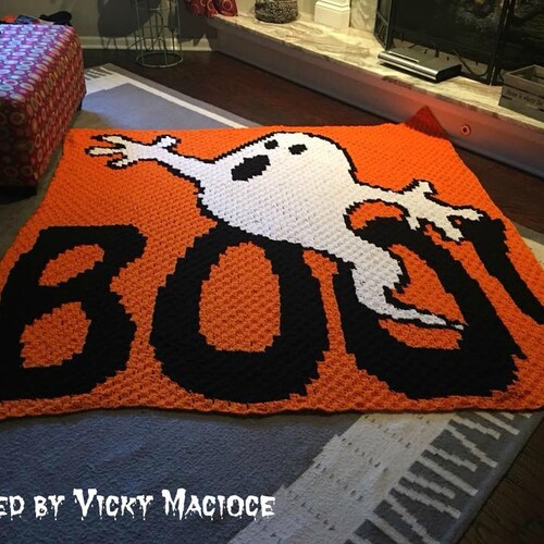 BOO Halloween Blanket C2C Crochet Pattern Written Row - Etsy