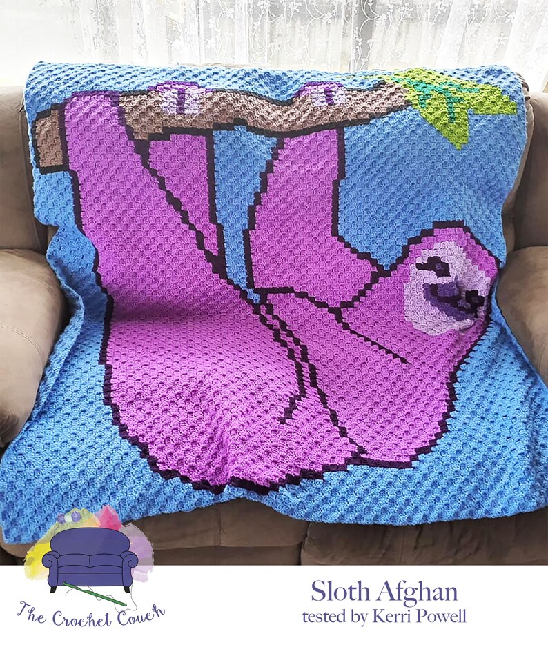 Sloth Afghan C2C Crochet Pattern Written Row by Row Color | Etsy