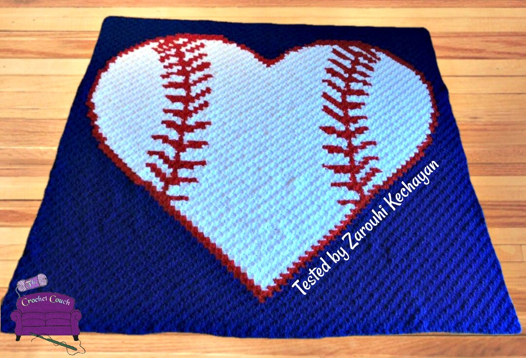 Baseball Stitch Heart Afghan C2C Crochet Pattern, Written Row by Row ...