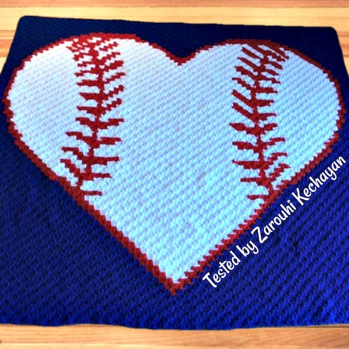 Baseball Stitch Heart Afghan C2C Crochet Pattern Written | Etsy