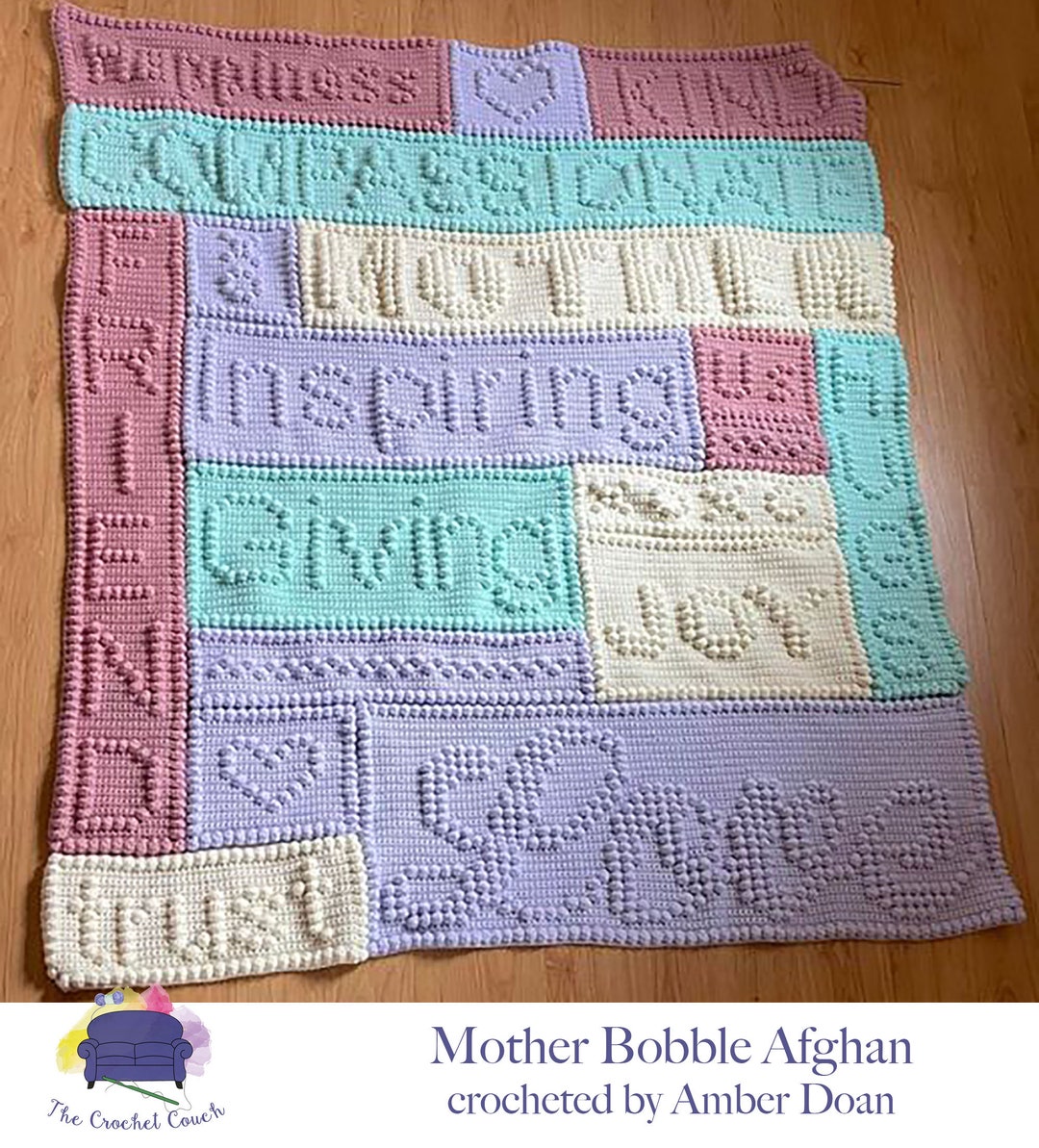 Mother Afghan Crochet Pattern: Bobble Stitch Graphgan (instant Download ...