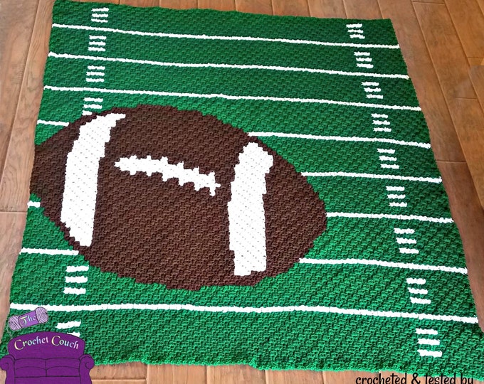 Football in Field Afghan C2C Crochet Pattern Written Row - Etsy