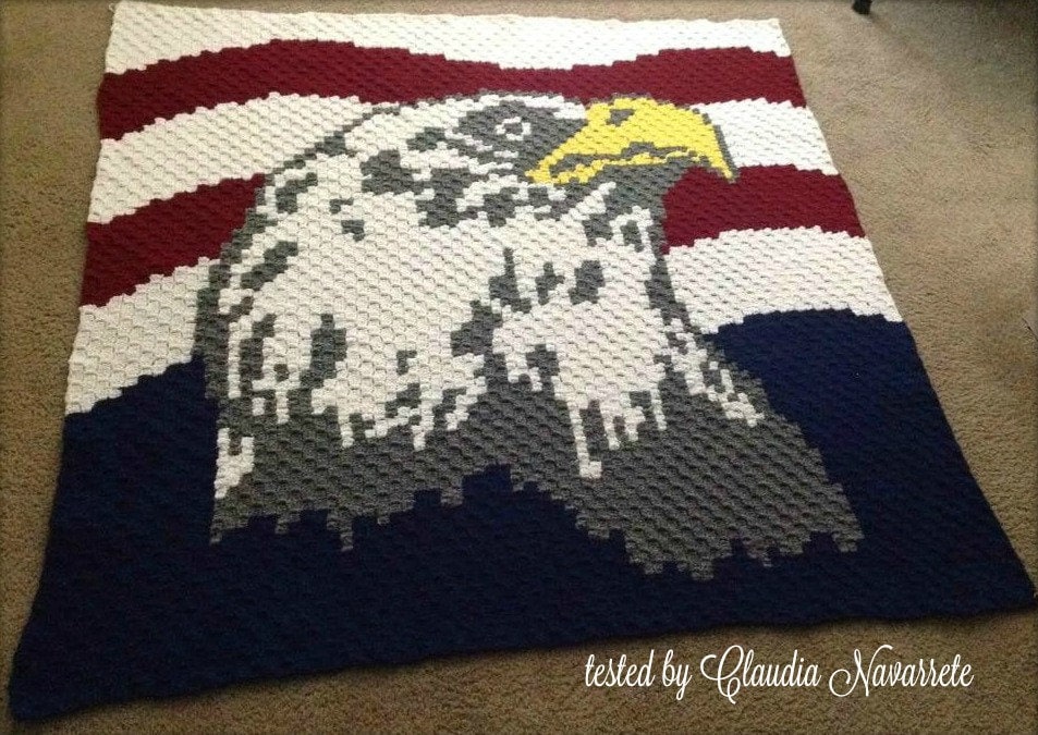 Patriotic Eagle Afghan, C2C Crochet Pattern, Written Row Counts, C2C ...
