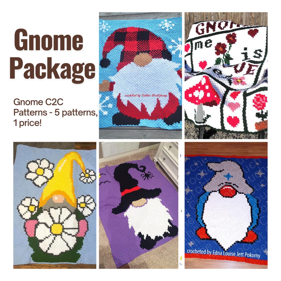 Gnome Package C2C Crochet Patterns, Written Row by Row, Color Counts, Instant Download, C2C ...