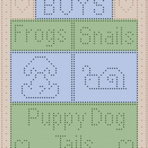 Boys Frogs and Snails Afghan Bobble Stitch Crochet Pattern, Written Row ...