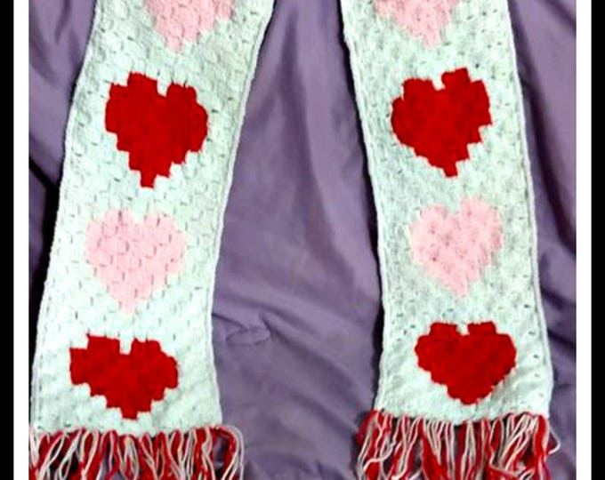 Hearts Scarf, C2C Crochet Pattern, Written Row Counts, C2C Graphs ...