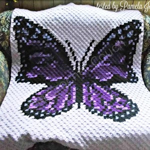 Butterfly Afghan C2C Crochet Pattern, Written Row Counts, C2C Graphs ...