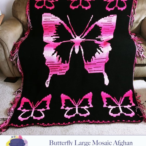 Mosaic Crochet Butterfly Alley Charts With Written Row - Etsy