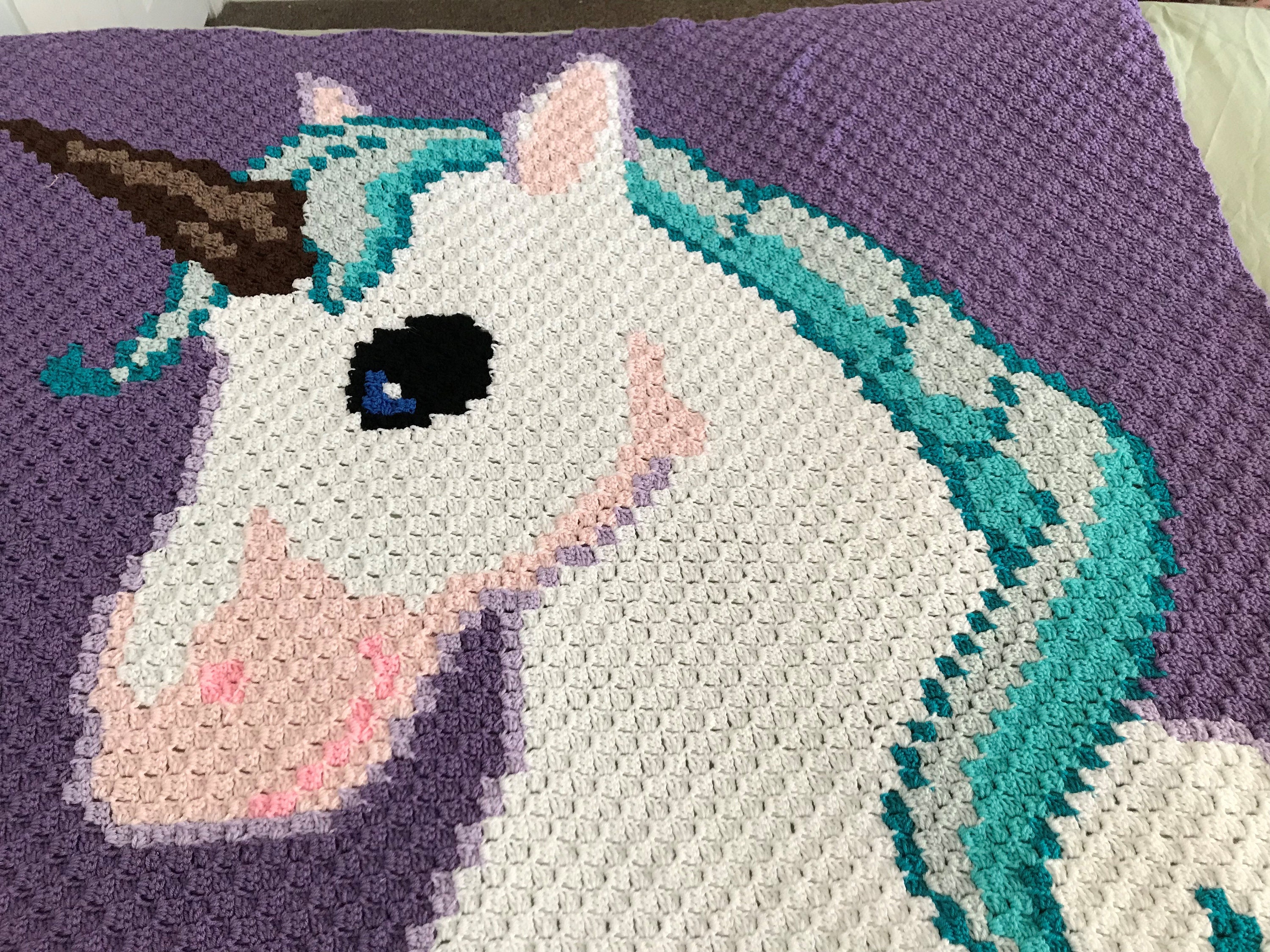 Unicorn Kids Afghan C2C Crochet Pattern, Written Row by Row Counts, C2C ...