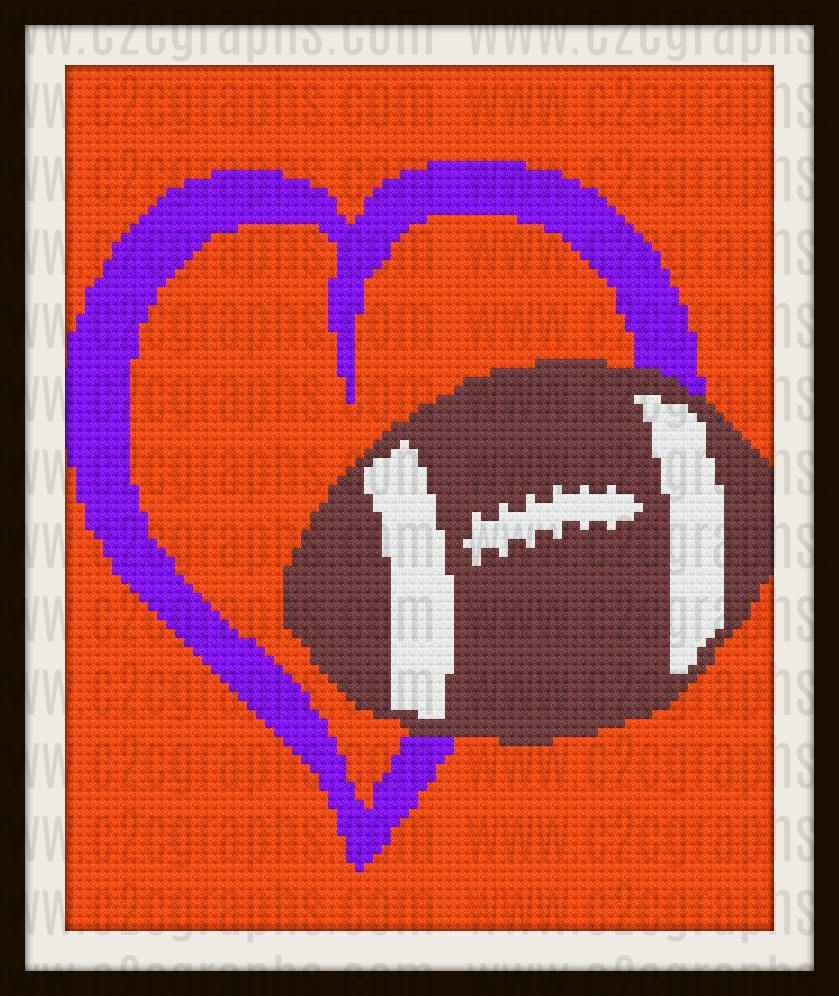 Love Football Afghan, C2C Graph, Crochet Pattern, Football Graph ...