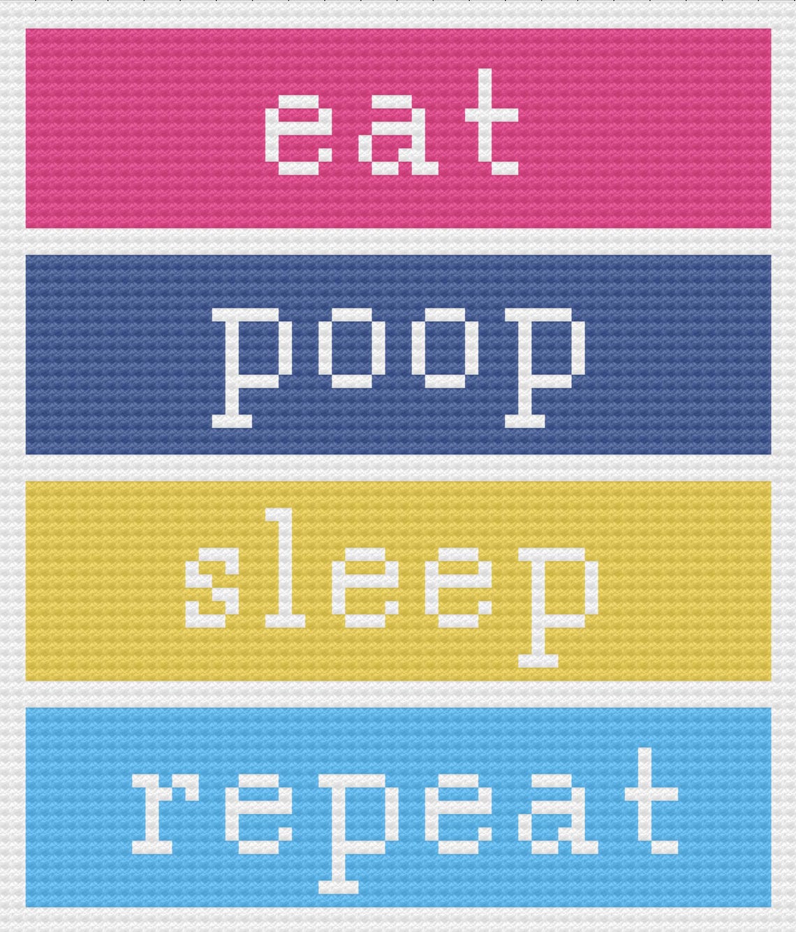 Eat Poop Sleep Baby Afghan C2C Crochet Pattern, Graph and Written Row ...