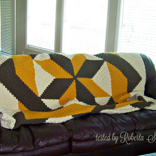 Starburst Quilt Afghan C2C Crochet Pattern Written Row by - Etsy