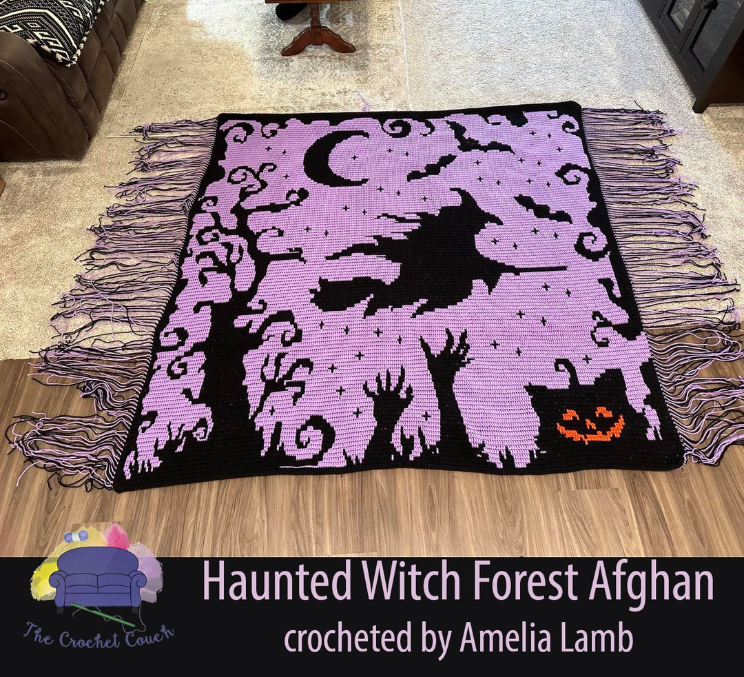 Haunted Witch Forest Afghan Mosaic Crochet Pattern, Graph and Written Row by Row Pattern for ...