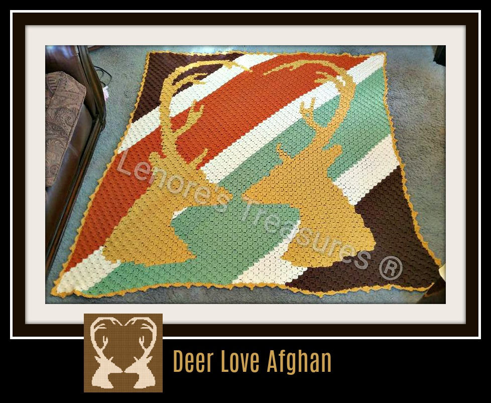 Deer Love, Afghan, Crochet Pattern, C2C Crochet Graph
