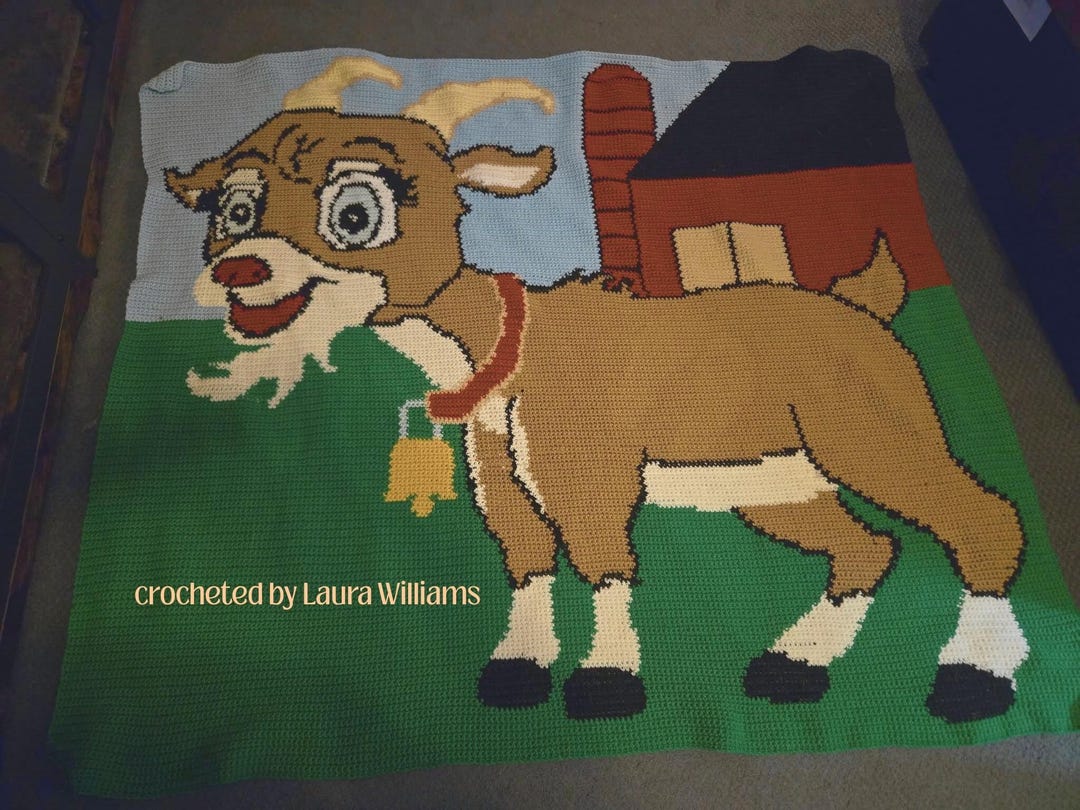 Goat on a Farm Afghan, SC or TSS Crochet Pattern, Graph and Written Row ...