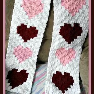 Hearts Scarf C2C Crochet Pattern, Written Row Counts, C2C Graphs ...