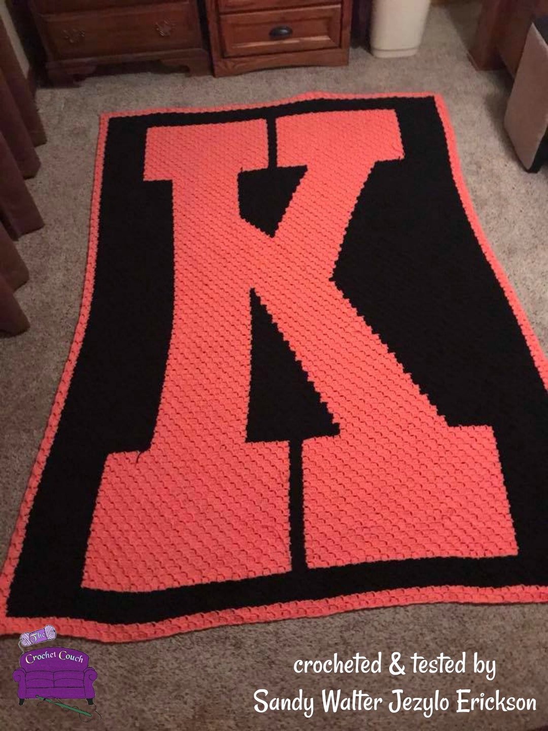 Letter K TWIN Afghan C2C Crochet Pattern, Written Row Counts, C2C ...