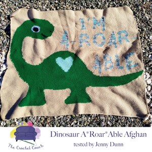 Dinosaur A-roar-able Kids Afghan SC / TSS Crochet Pattern, Written Row ...