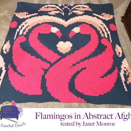 Flamingo Friends Afghan C2C Crochet Pattern Written Row by - Etsy
