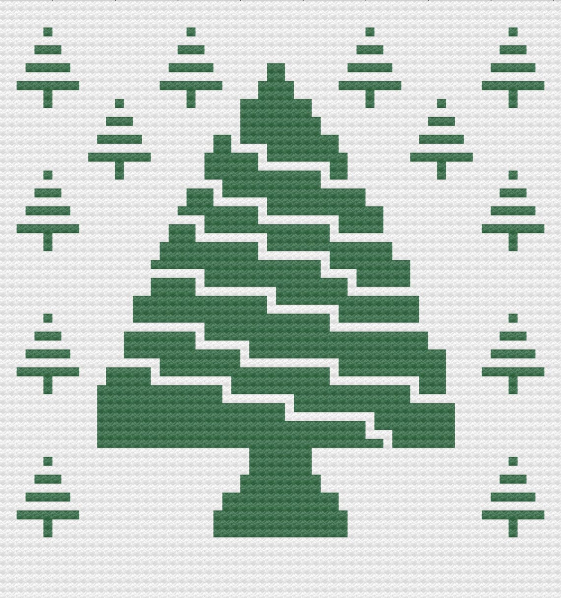 Pine Tree Forest Pillow, Overlay Mosaic Crochet Pattern - Etsy