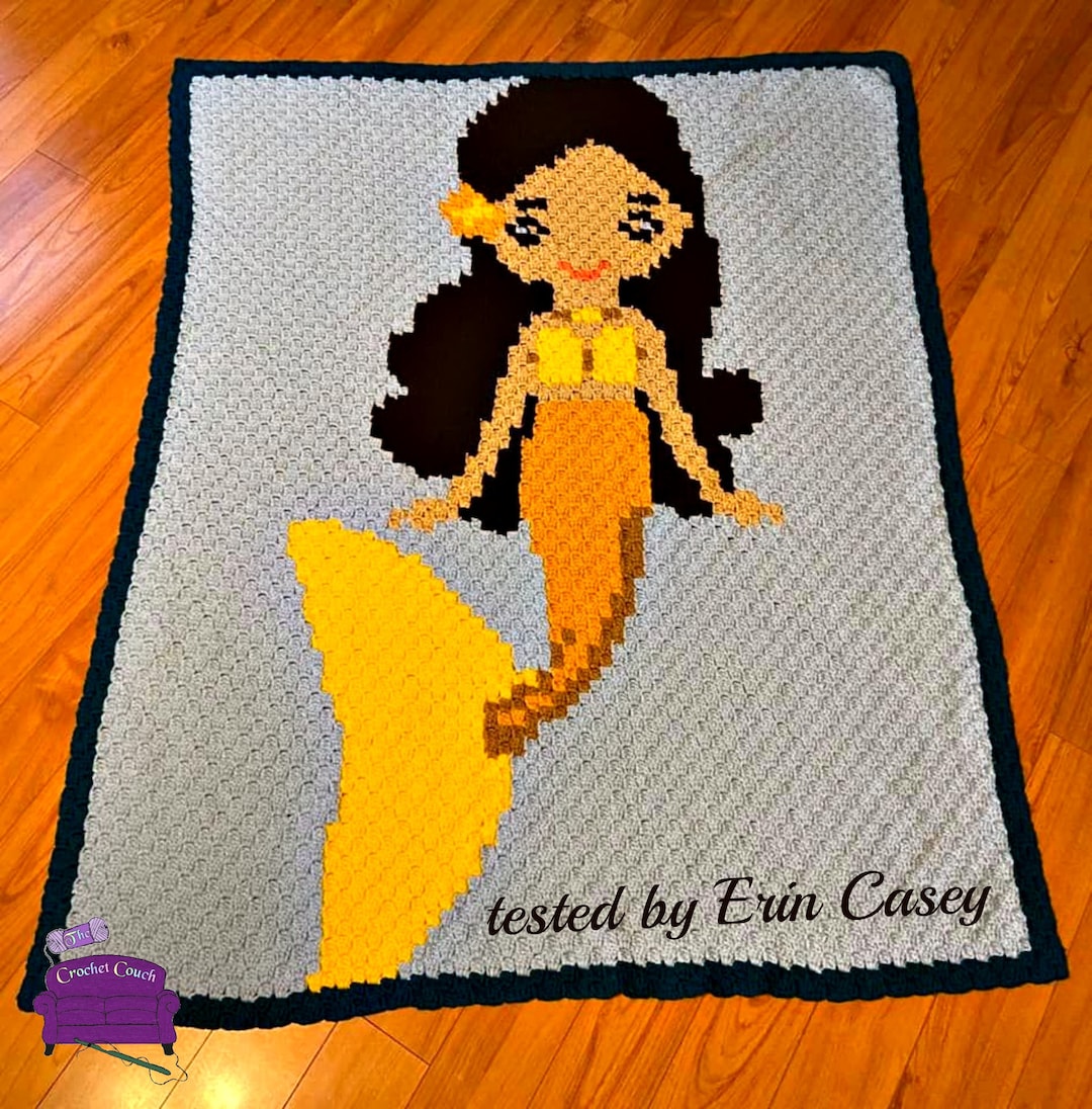 Mermaid Girl Afghan C2C Crochet Pattern, Written Row by Row, Color ...