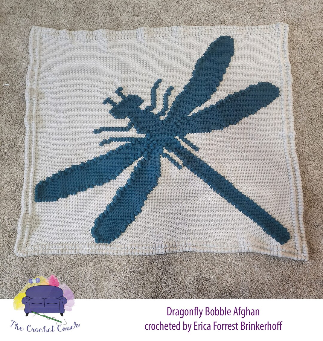 Dragonfly Afghan Crochet Pattern: Bobble Stitch, Row by Row (instant ...